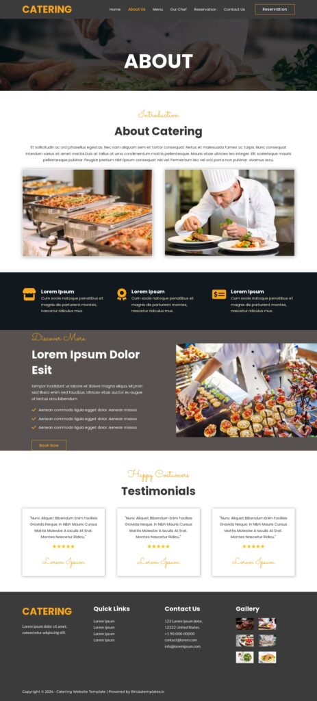 About Us – Catering Website Template